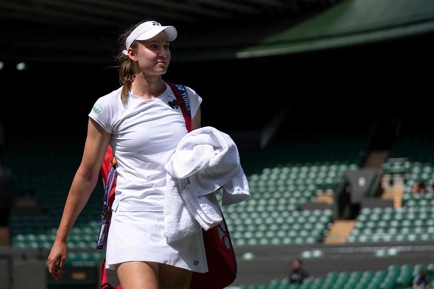 Elena Rybakina (KAZ) walks off court after practicing on No.1 Court ...