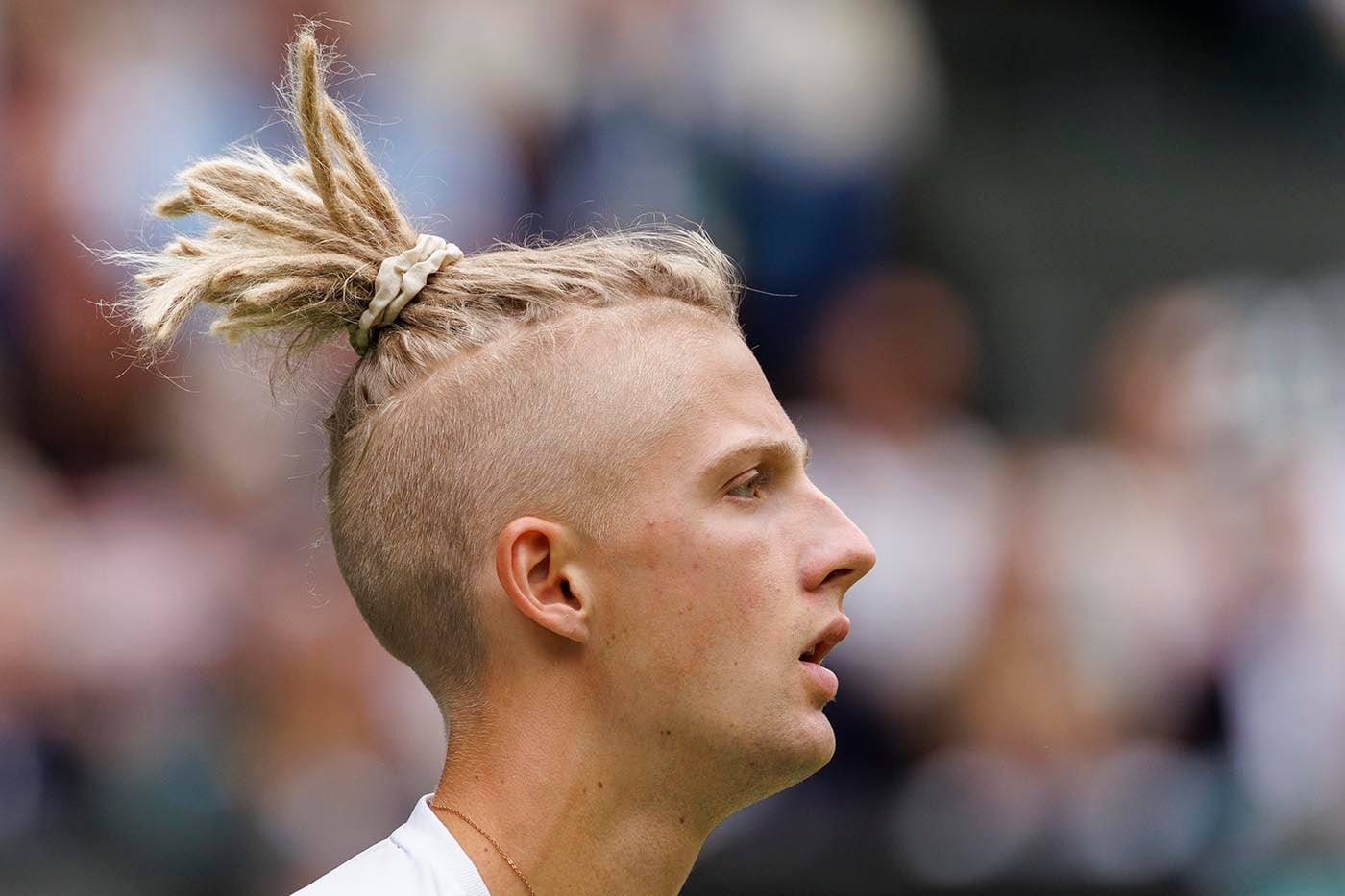 Mark Lajal (EST) playing against Carlos Alcaraz (ESP) in the first ...